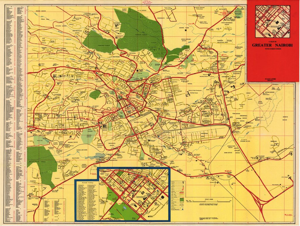A MAP OF GREATER NAIROBI WITH STREET INDEX | Online Book Store Nairobi ...